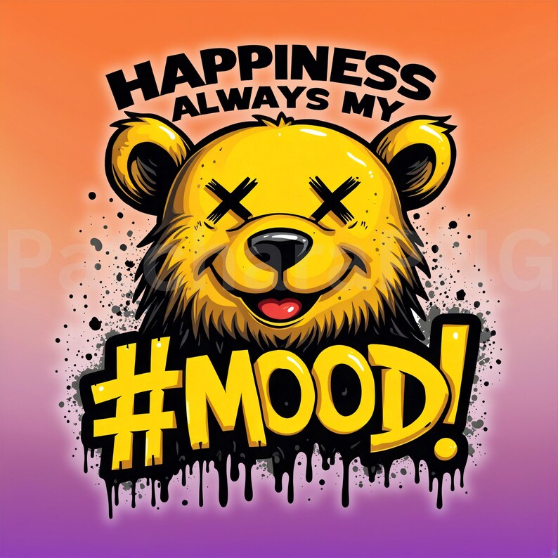 Mood Bear PNG | Hashtag Mood Quote Graffiti Teddy Clipart | Bold Urban ...