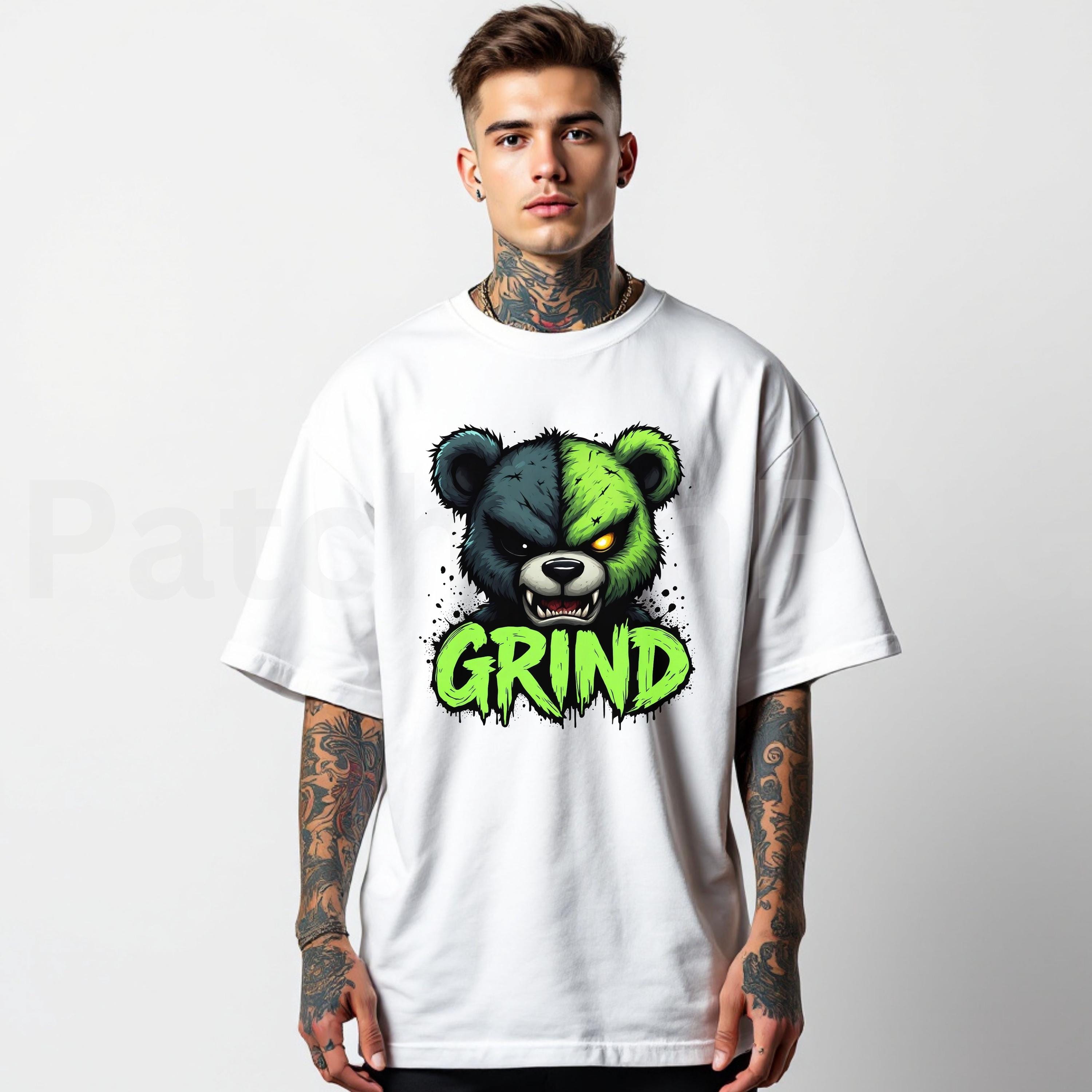 Grind Bear PNG | Hustle Teddy Clipart With Green Face | Motivational ...