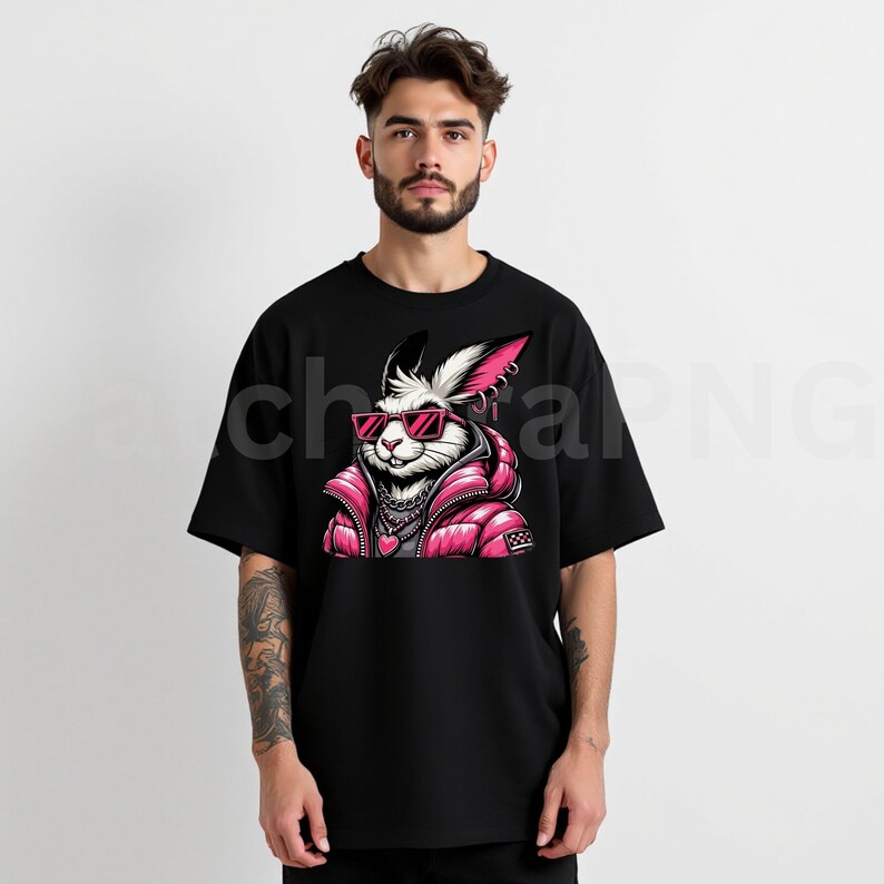 Swag Bunny PNG | Cool Bunny Clipart With Pink Mohawk, Shades, and ...