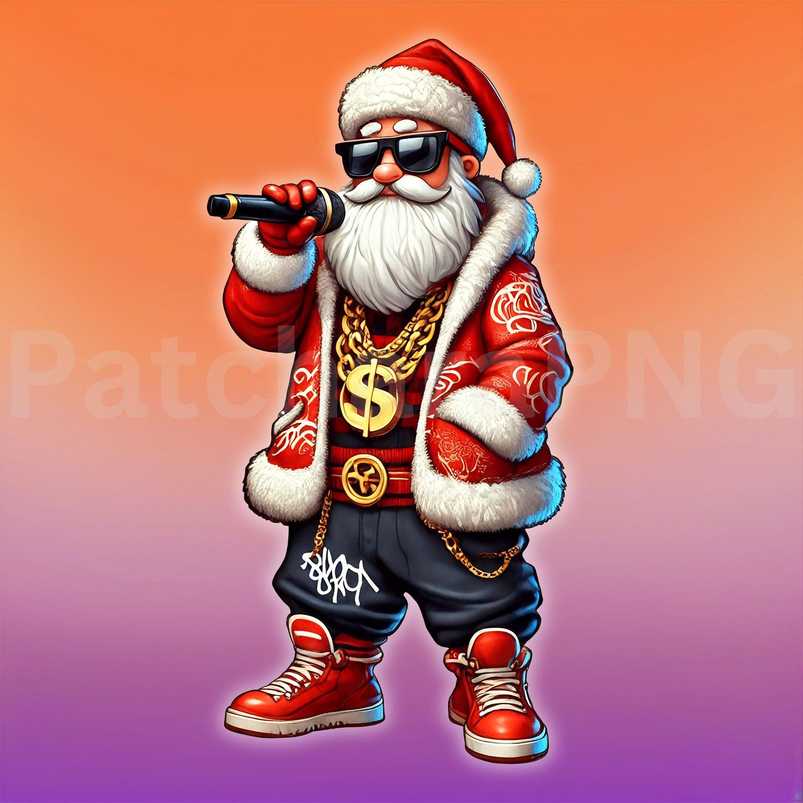 Hip-hop Santa Claus PNG | Urban Christmas Sublimation Design | Cool ...
