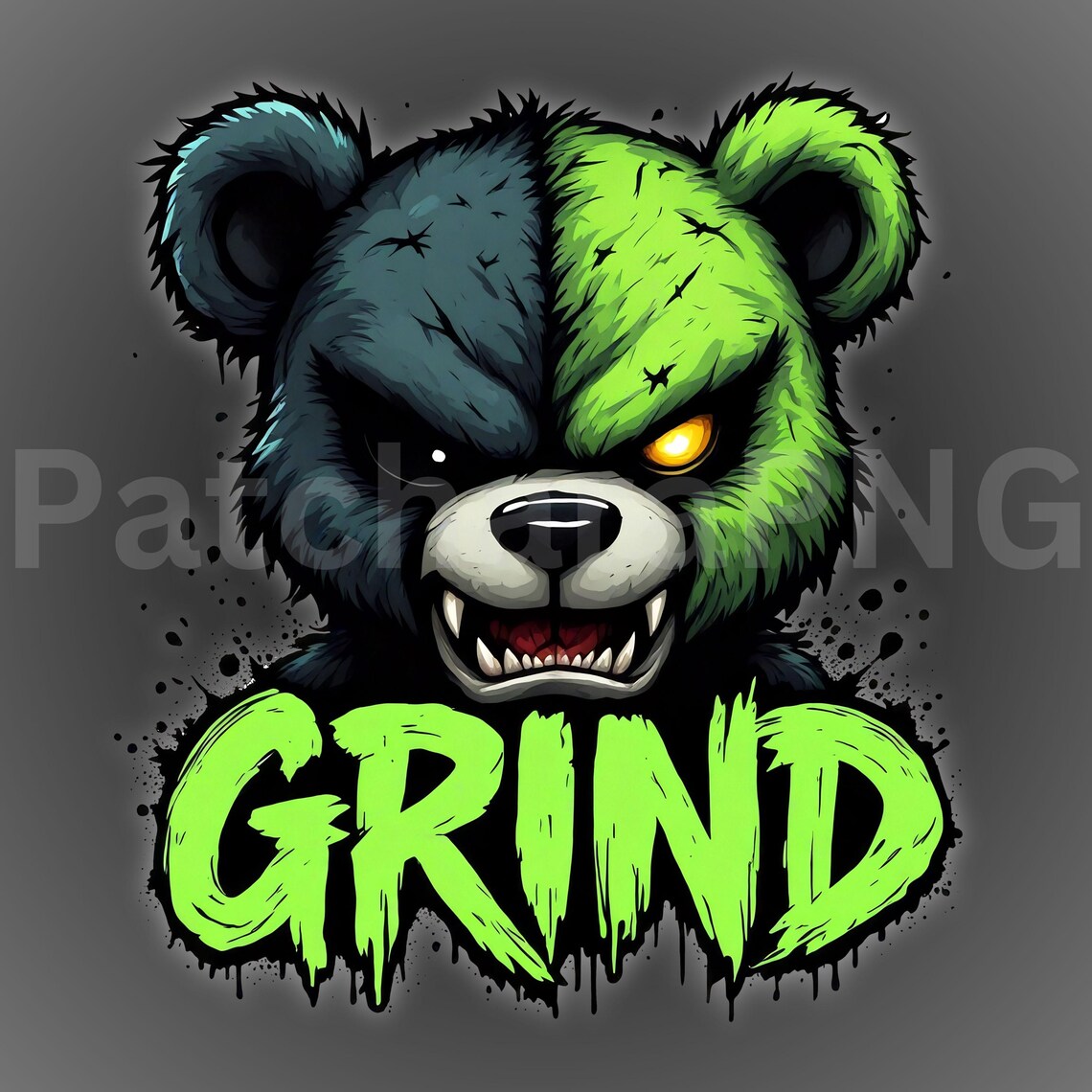 Grind Bear PNG | Hustle Teddy Clipart With Green Face | Motivational ...