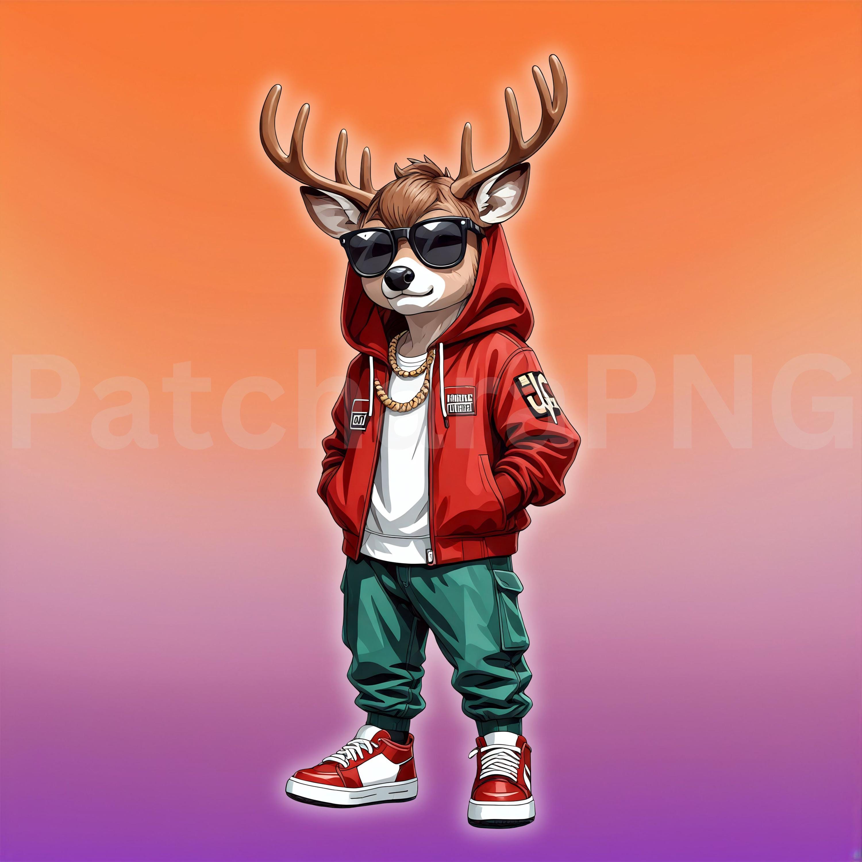 Streetwear Deer Cartoon PNG | Hip-hop Animal Character Design | Digital ...