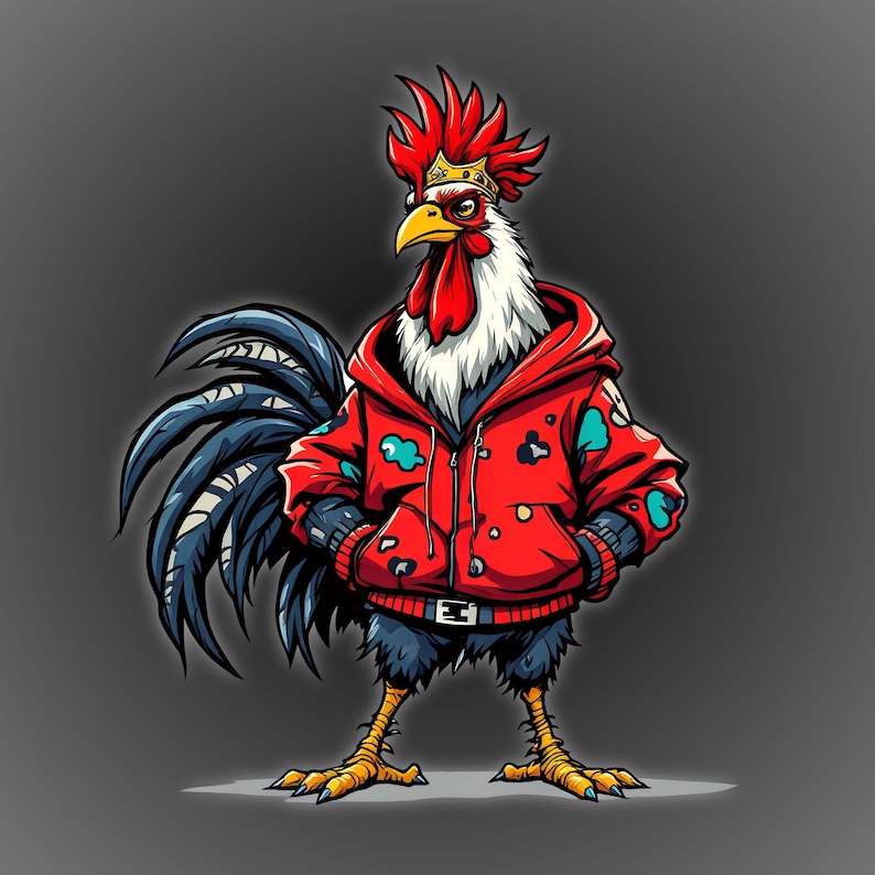 King Rooster PNG | Hip Hop Chicken With Crown Clipart | Streetwear ...