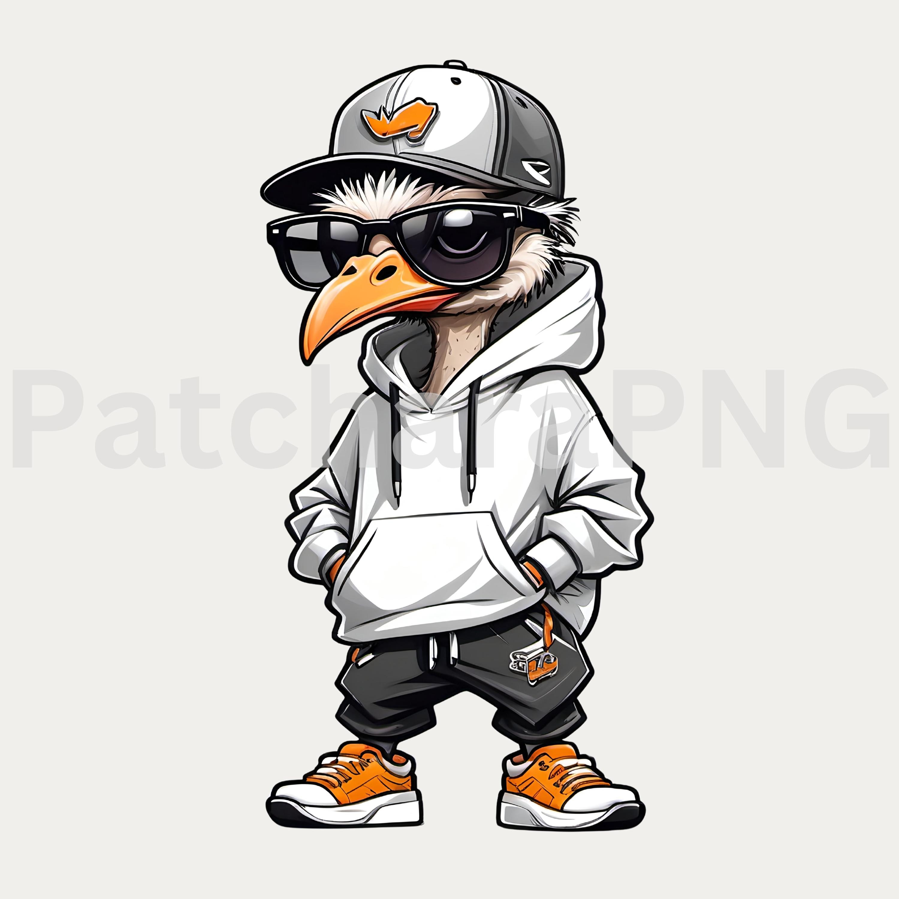 Hip Hop Ostrich PNG | Cool Ostrich Twins Clipart in Hoodies | Urban ...