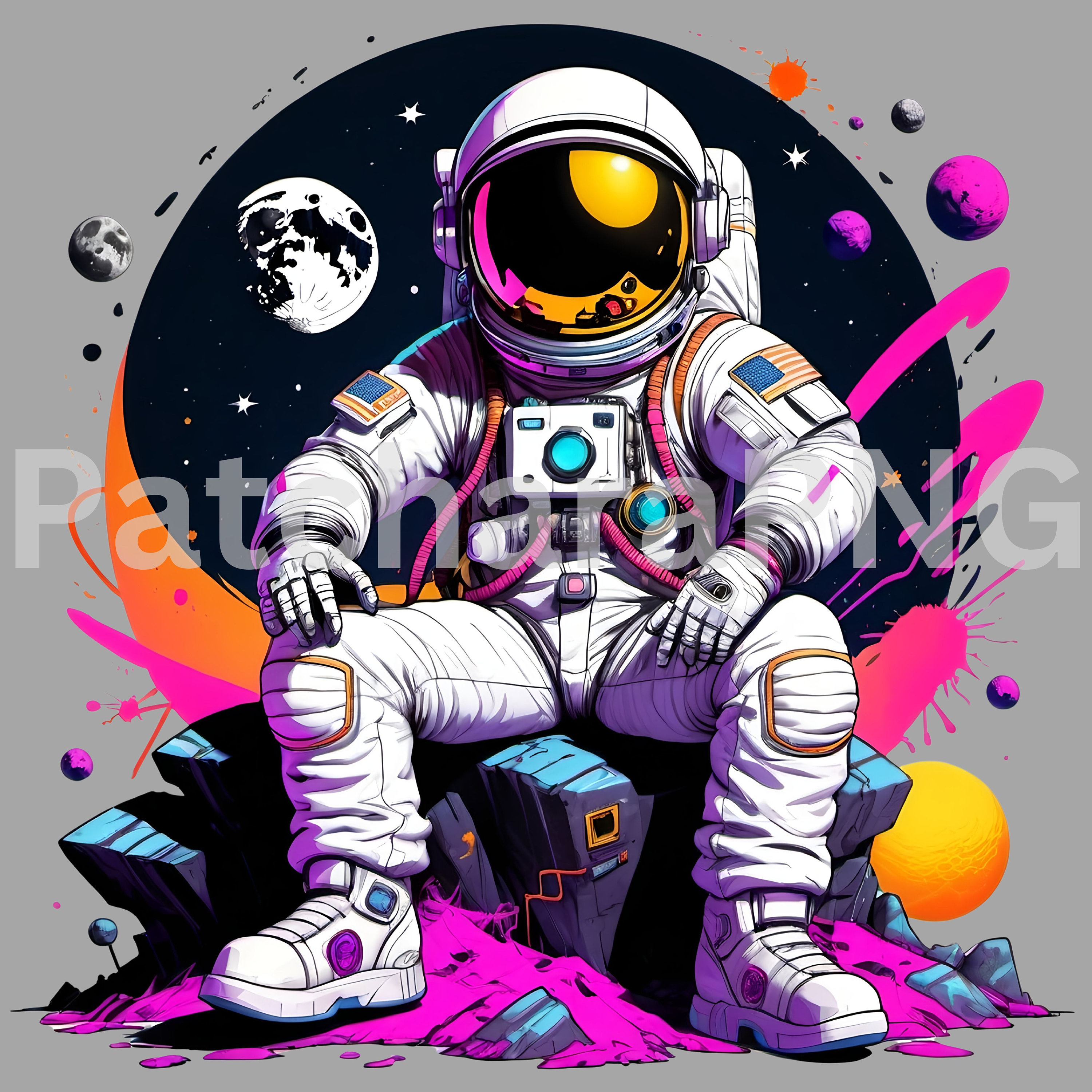 Cartoon Graffiti Happy Astronaut Character | Graffiti Spray Bomb ...