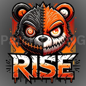 Rise Bear PNG | Split Monster Stitch Bear Clipart | Streetwear Rise up ...