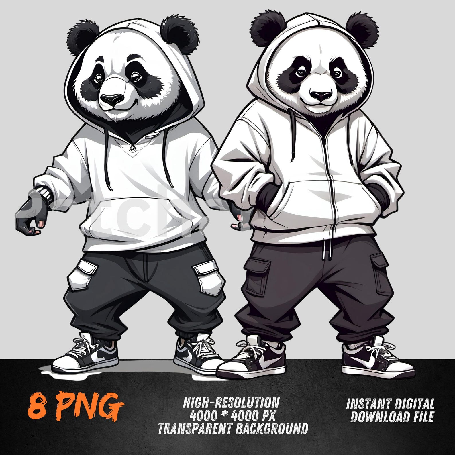 Cool & Funky Hip-hop Panda Character Clip Art PNG With Transparent ...