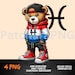 Pisces Zodiac Hip-hop Teddy Bear Clipart | Cool Cartoon Bear With ...