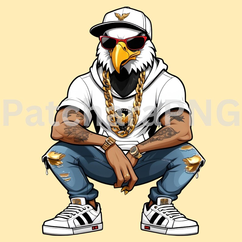Swag Eagle PNG | Twin Eagles in Hoodies and Chains Clipart | Hip Hop ...