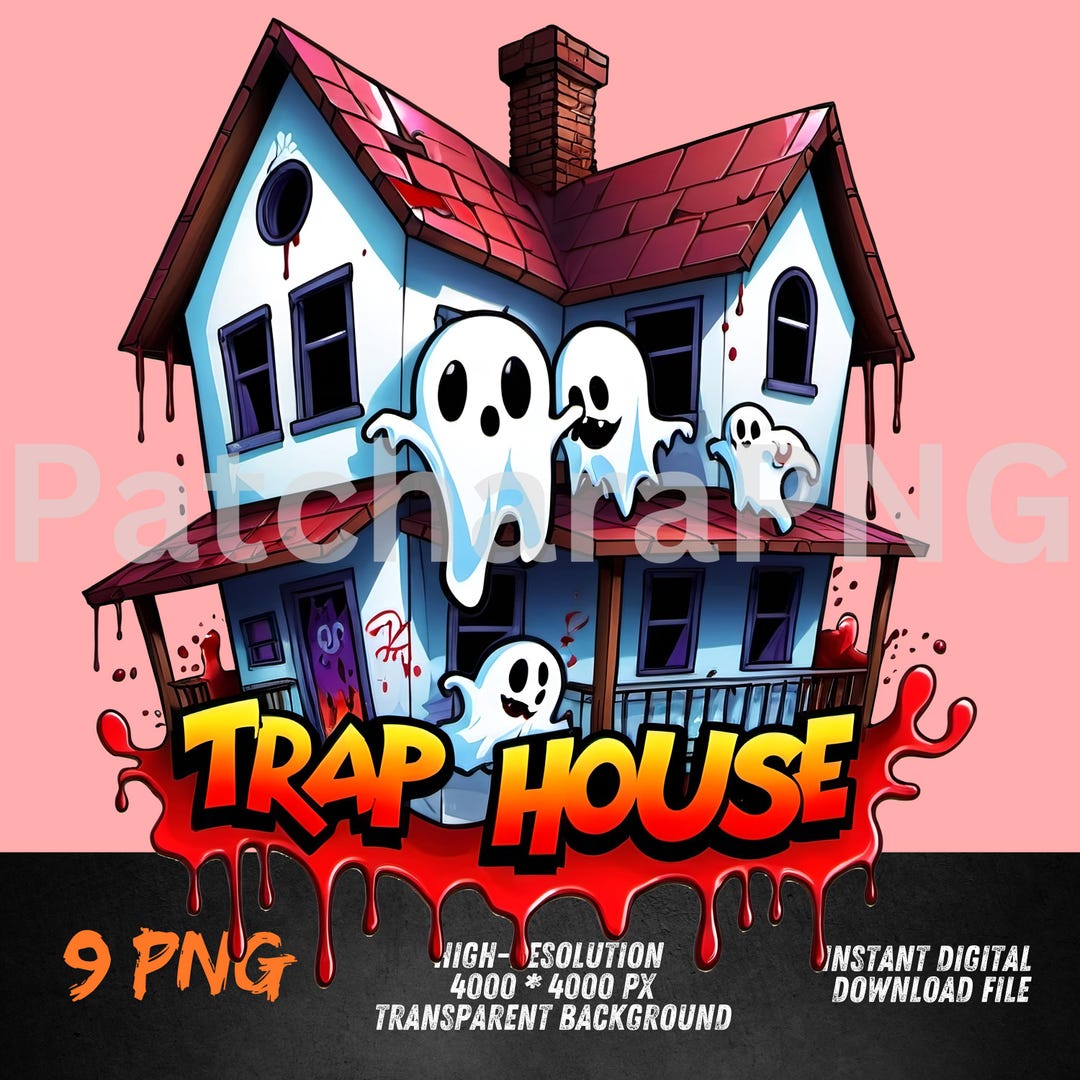 Trap House Graffiti Art and Ghost Set 2 - Colorful Cartoon Design With ...