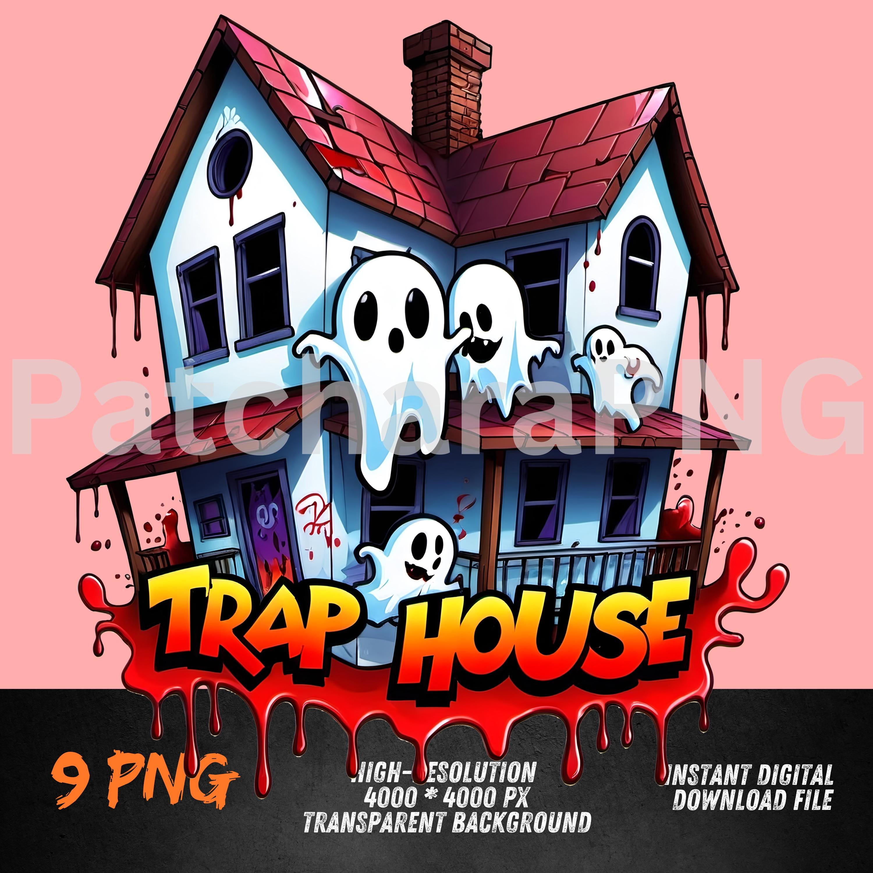Trap House Graffiti Art and Ghost Set 2 Colorful Cartoon Design With ...