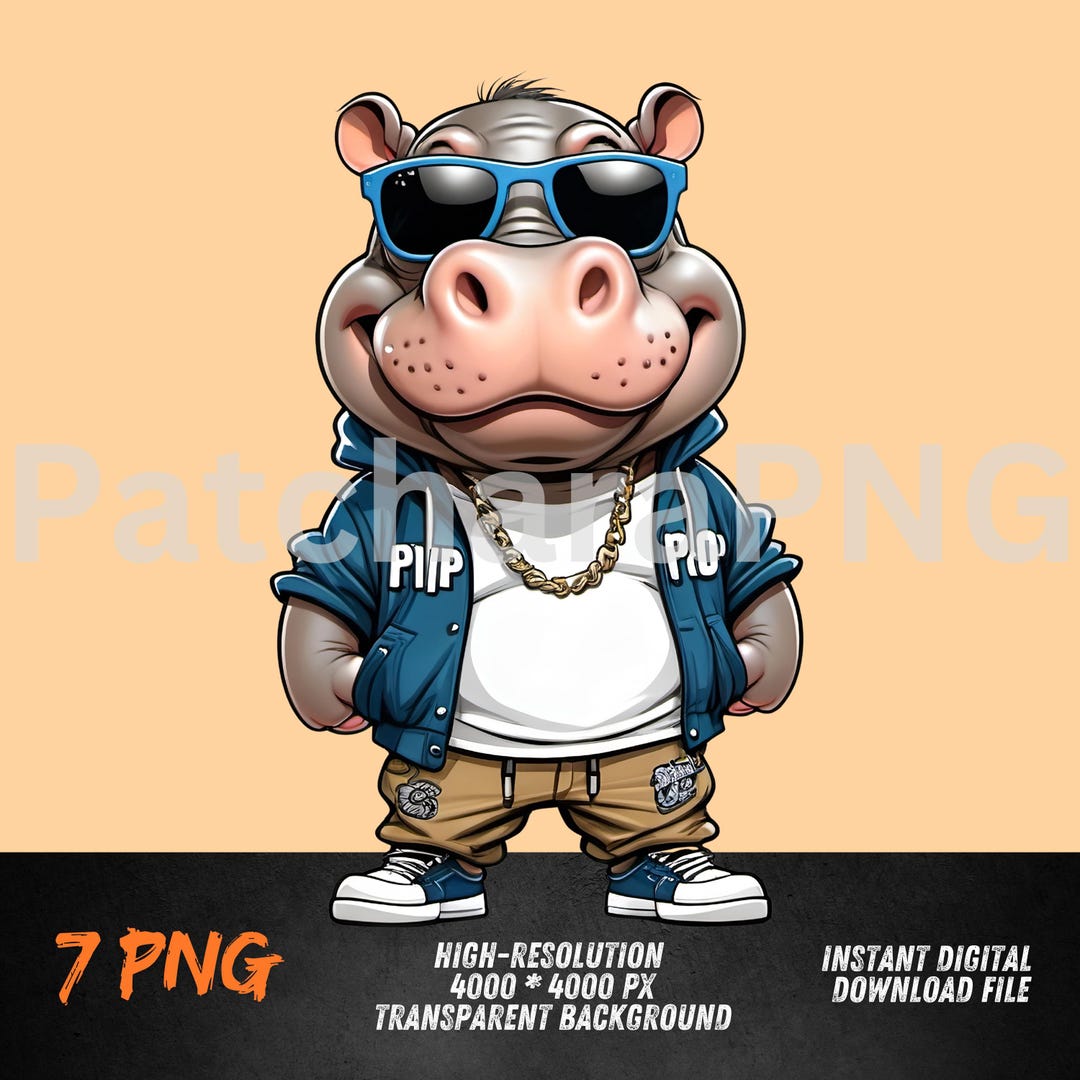 Hip-hop Hippo Cartoon Graffiti Art | Cool Streetwear Hippo Character ...