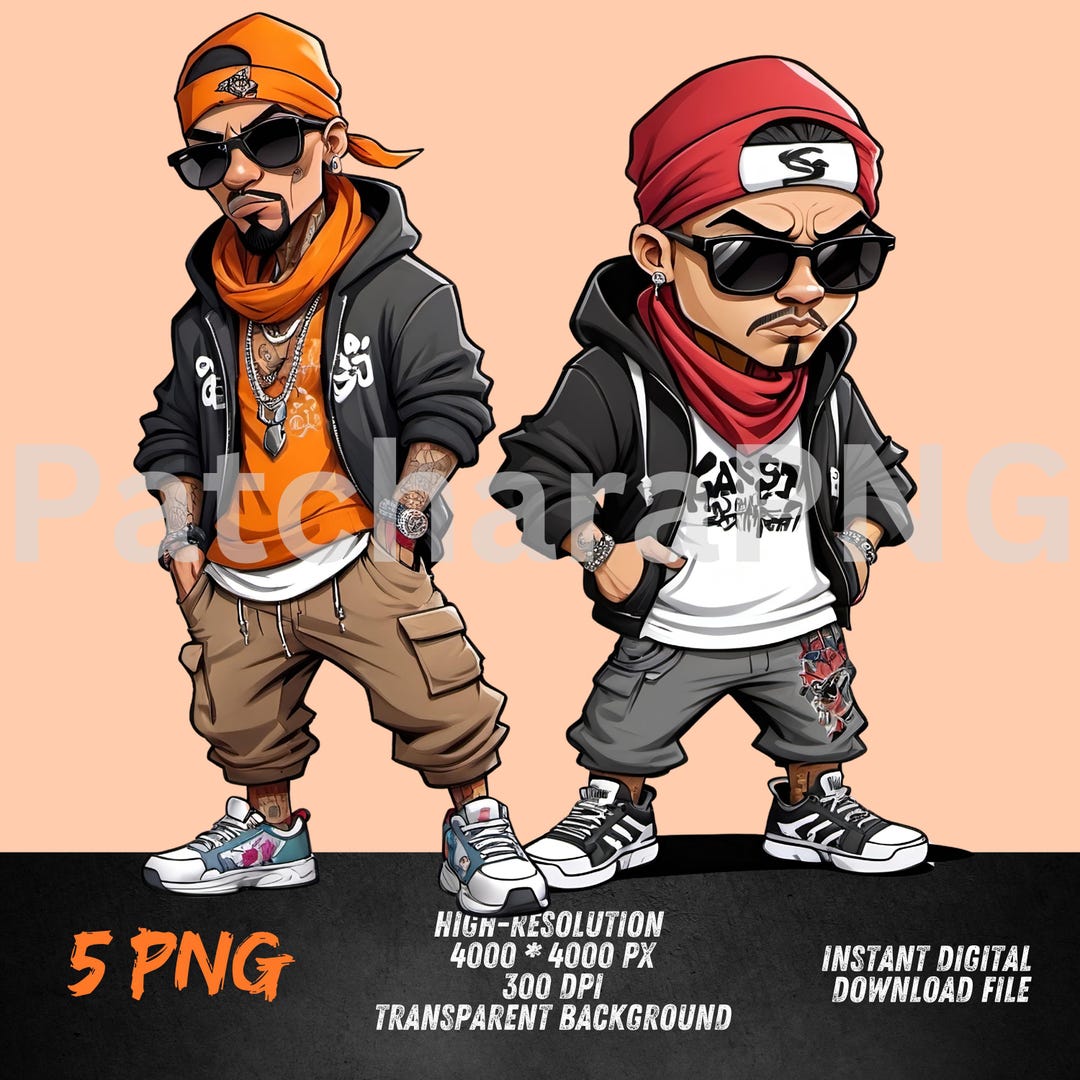 Gangster Cartoon Character Clipart Hip-hop Gangsta Art PNG Streetwear ...