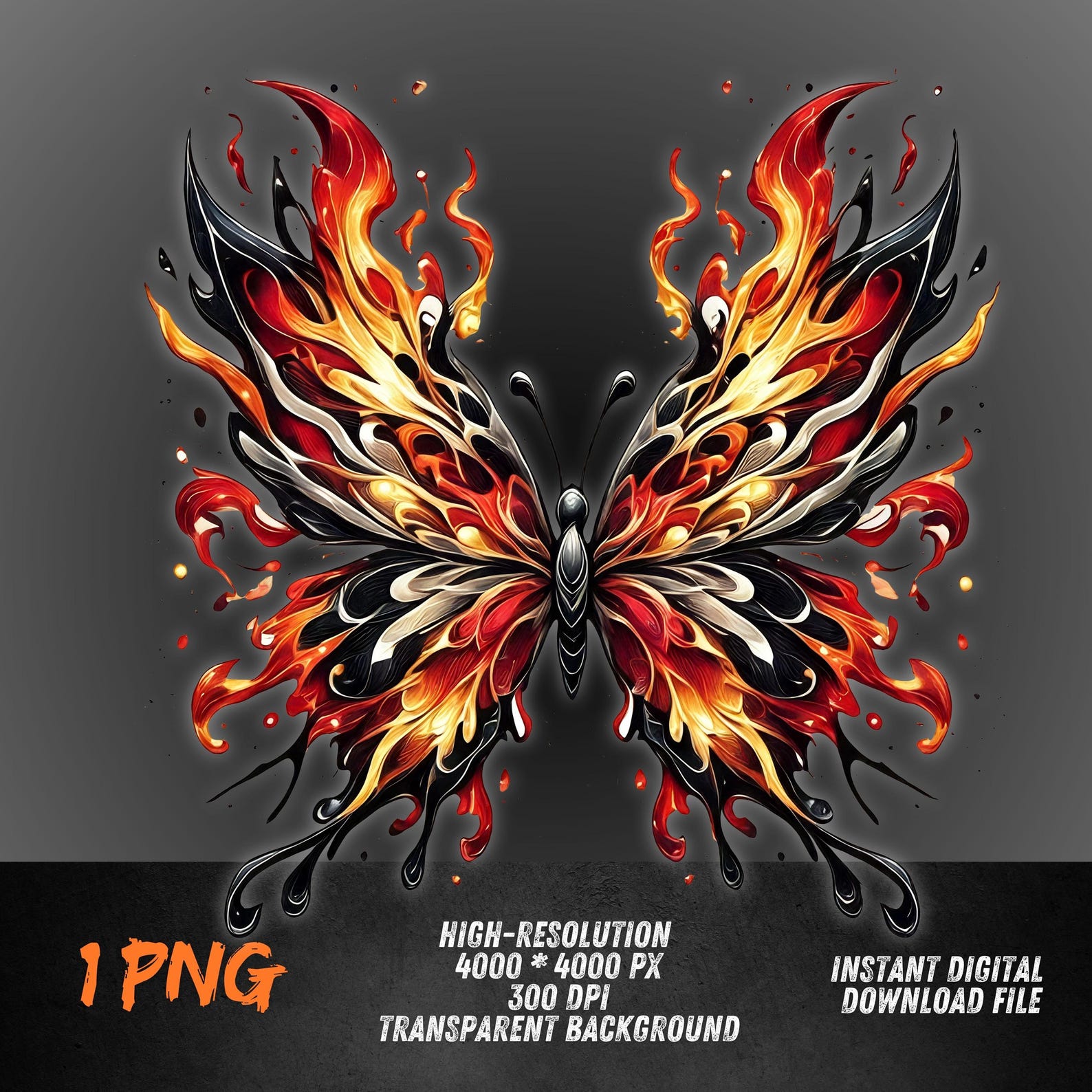 Fire Butterfly PNG | Flaming Wing Insect Clipart | Fantasy Butterfly ...