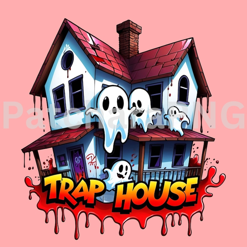 Trap House Graffiti Art and Ghost Set 2 - Colorful Cartoon Design With ...