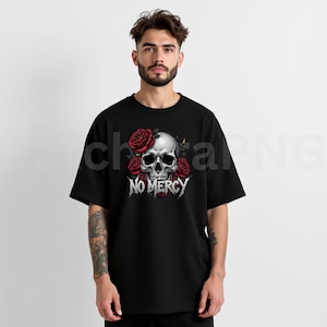 No Mercy Skull PNG | Rose Skull Clipart for Sublimation | Gothic Skull ...