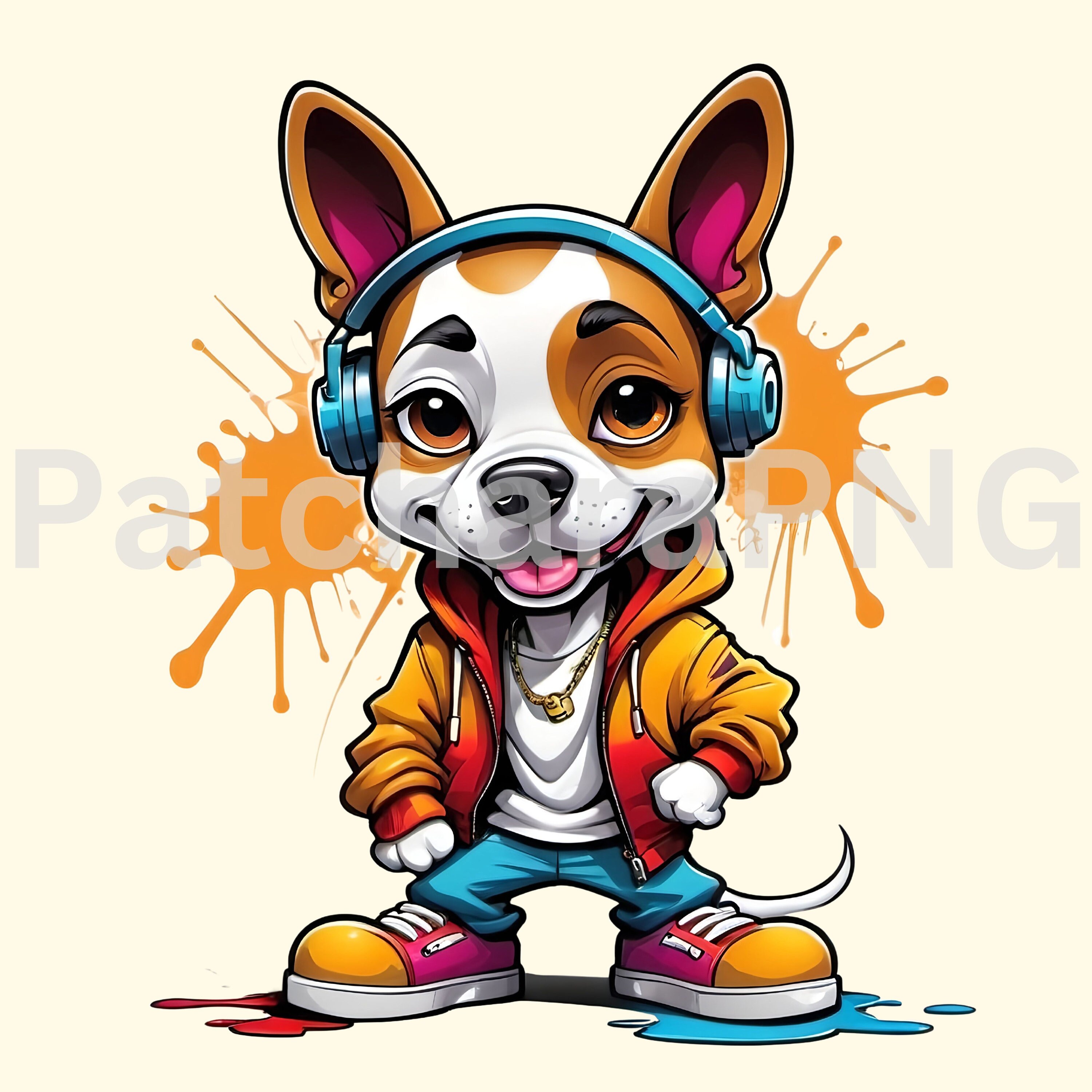 Cartoon Cool Dog Hip-hop Graffiti Art Dogpng, Urban Sublimation Design ...
