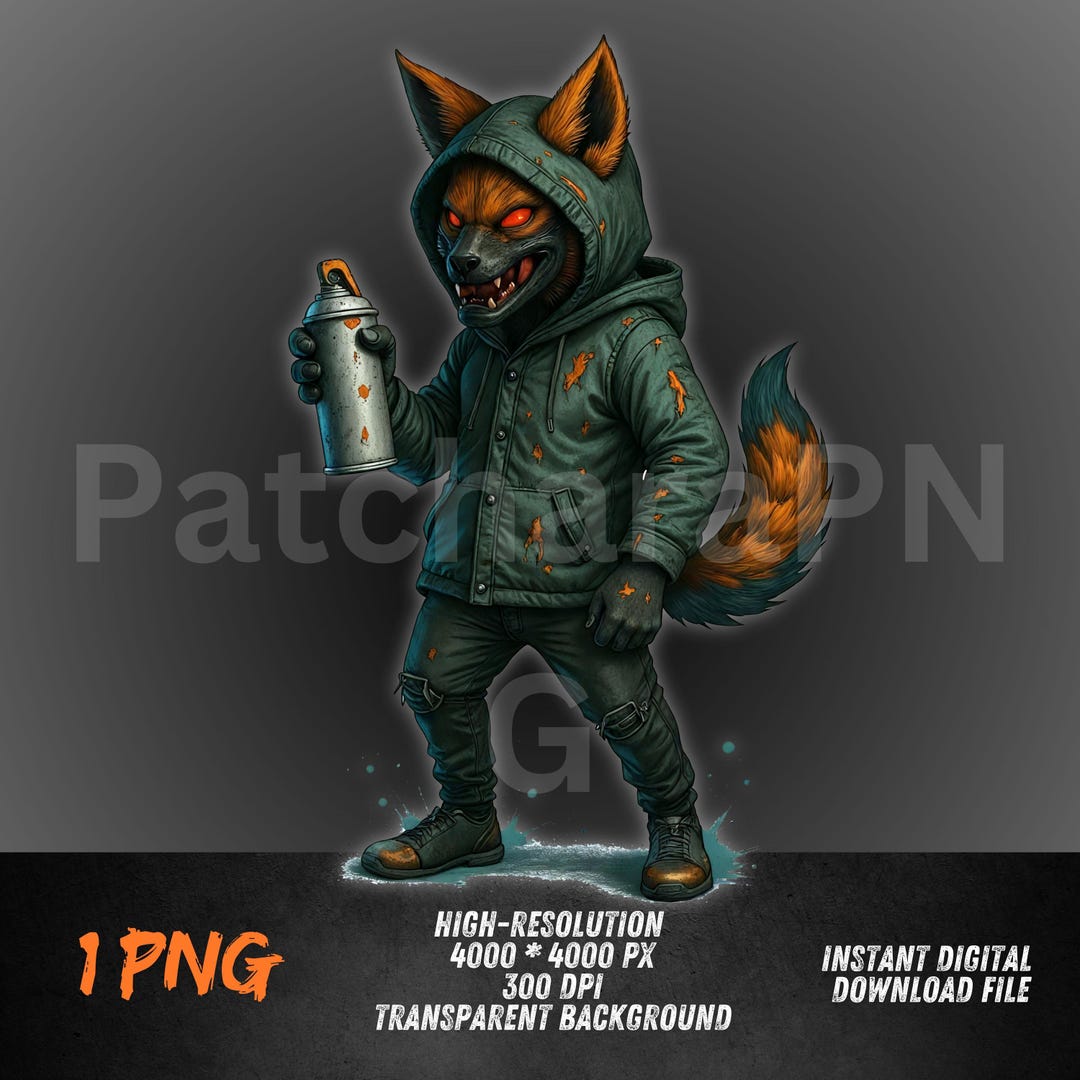 Graffiti Fox PNG | Street Fox Clipart With Spray Can | Urban Hoodie ...