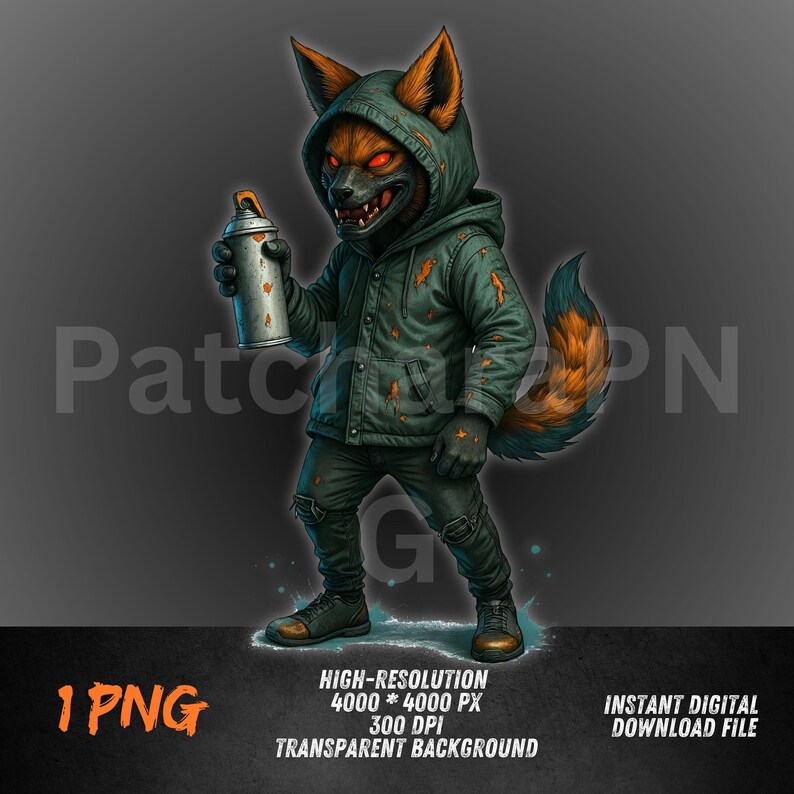Graffiti Fox PNG | Street Fox Clipart With Spray Can | Urban Hoodie ...