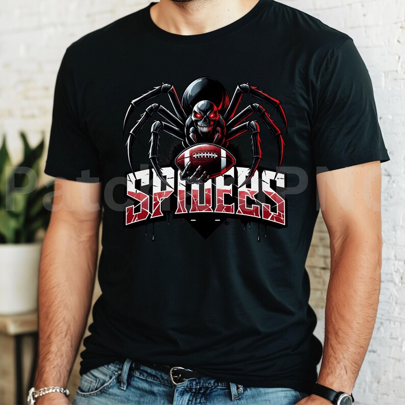Spider Football Mascot PNG | Dark Skull DTF Clipart for Sportswear ...