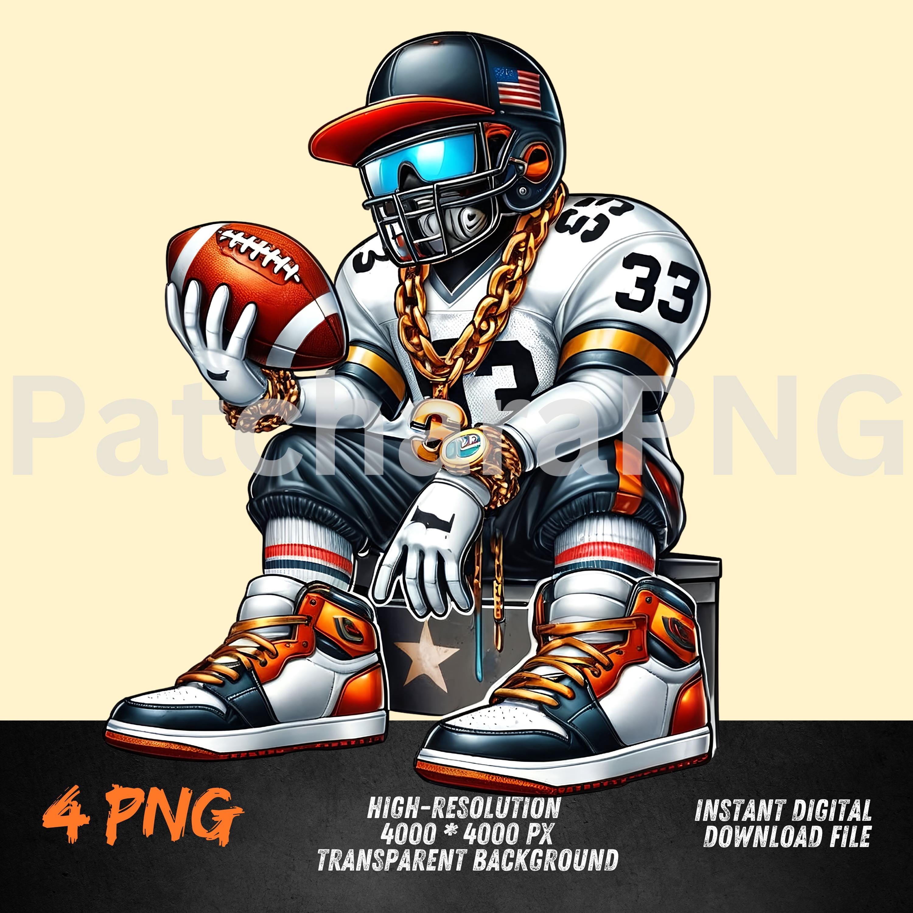 Hip-hop Football Player Cartoon Clipart | Cool Football Character With ...