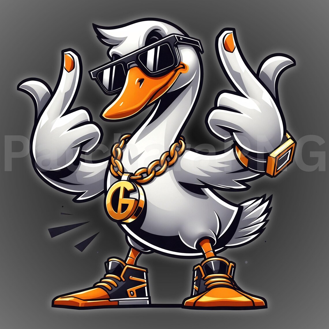 Gangsta Duck PNG – Funny Hip Hop Duck With Gold Chain & Sneakers ...
