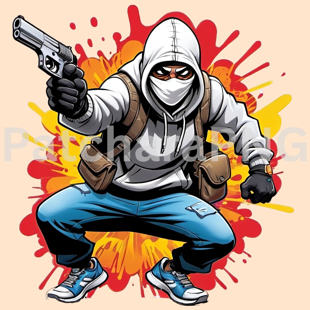 Robber Cartoon Character Graffiti Art Print, Hip Hop, Money, Urban ...