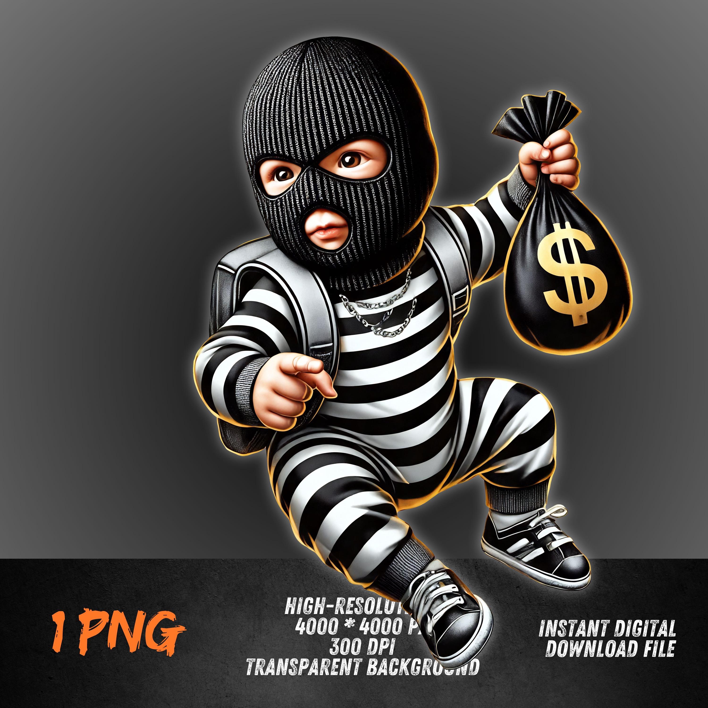 Baby Bandit Cartoon Clipart | Cute Criminal Baby PNG | Funny Baby ...