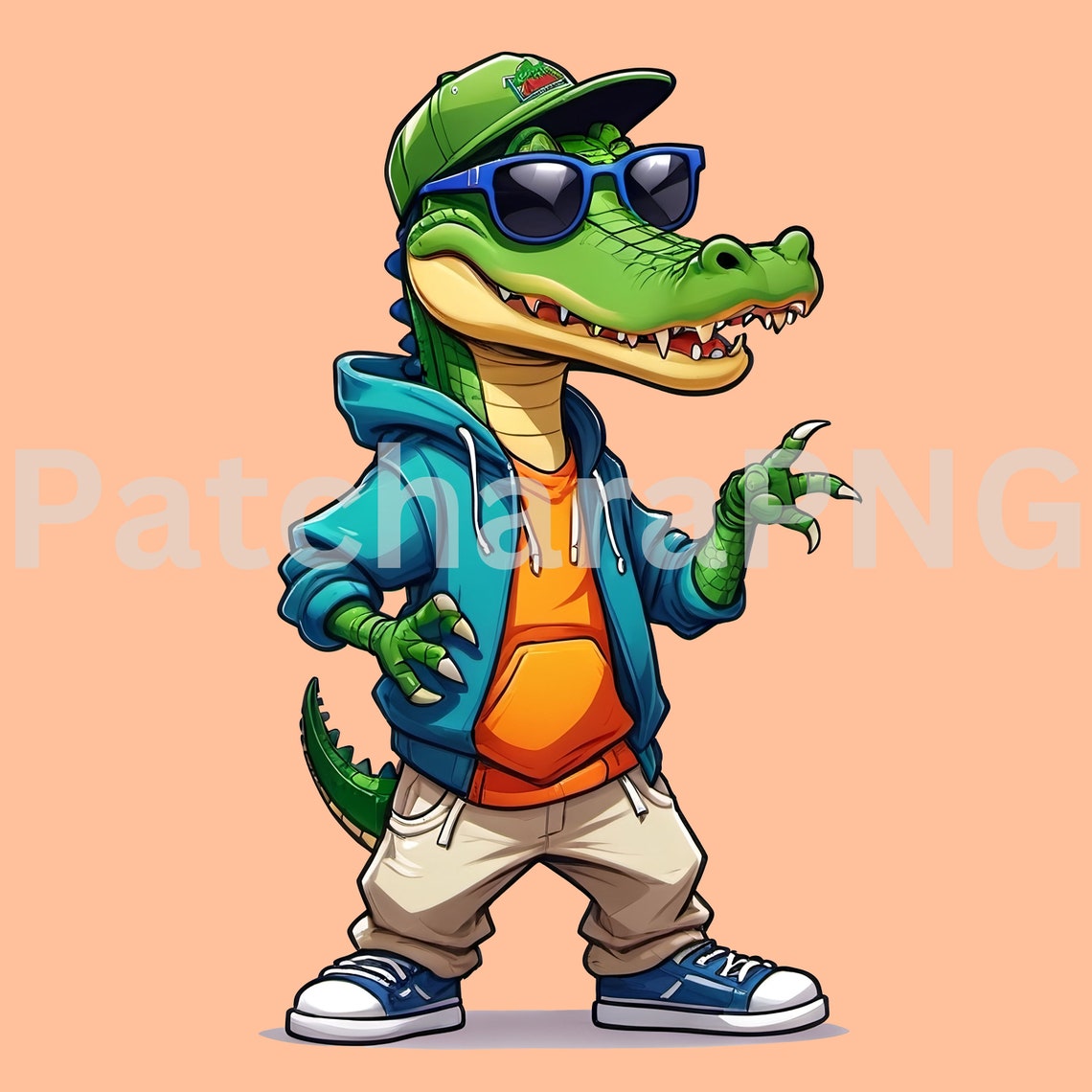 Swag Gator PNG | Alligator Clipart in Hoodie and Sneakers | Cool Urban ...