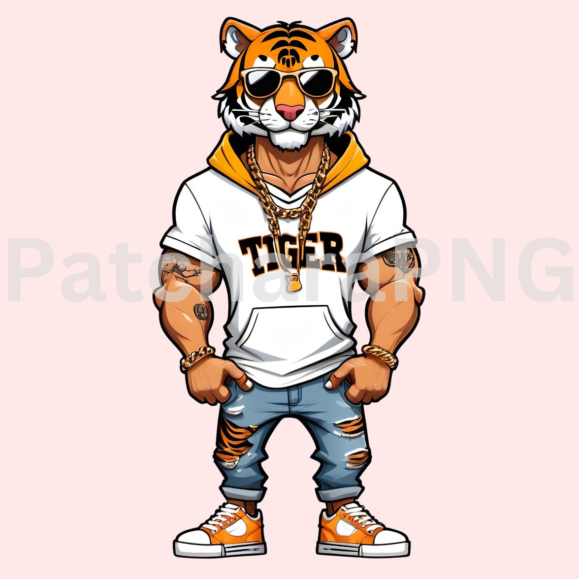 Urban Tiger PNG | Cool Tiger Clipart in Streetwear | Hip Hop Animal ...