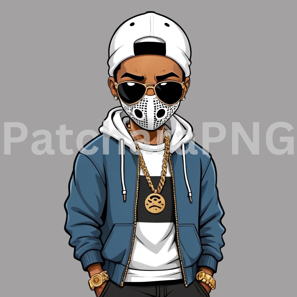 Rapper Cartoon Illustration, Edgy Urban Artwork,graffiti Style Digital ...