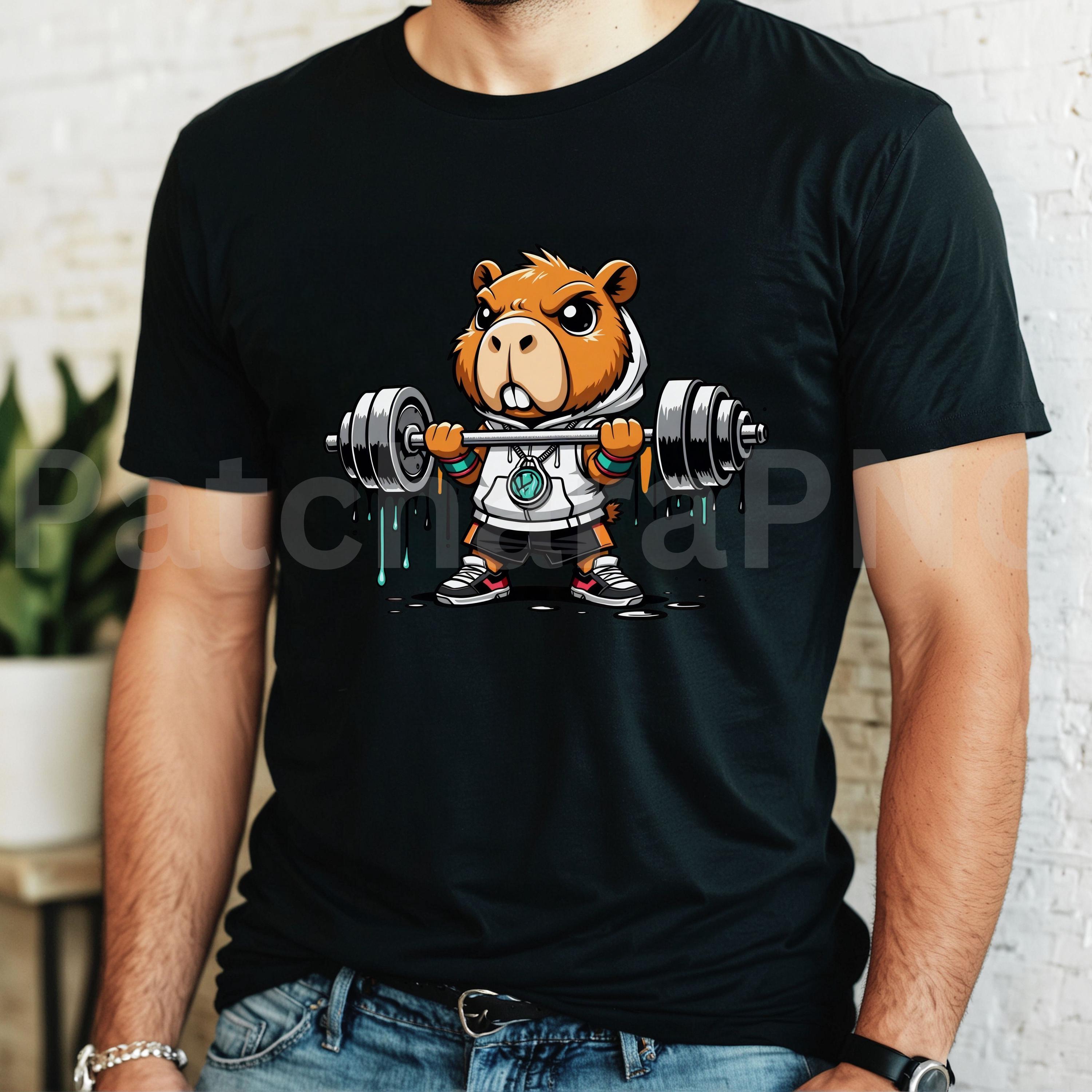 Capybara Gym PNG Mascot | Cute Weightlifting Hoodie Animal Clipart ...