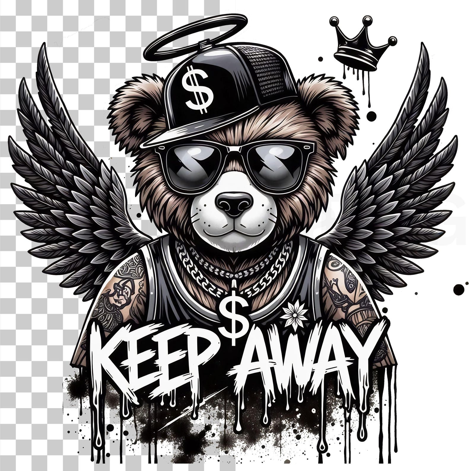Gangsta Bear Graffiti PNG, Hip Hop Streetwear Sublimation Design, Angel ...
