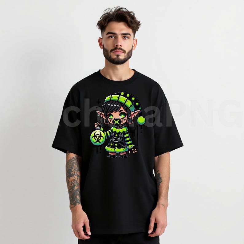 Gothic Cute Design ,toxic Goth Elf PNG | Cyberpunk Christmas ...