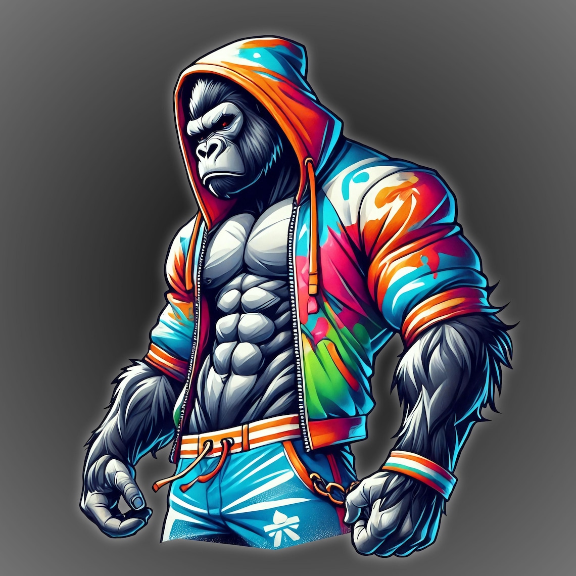 Buff Gorilla PNG | Muscular Gorilla Clipart in Hoodie | Street Gym ...