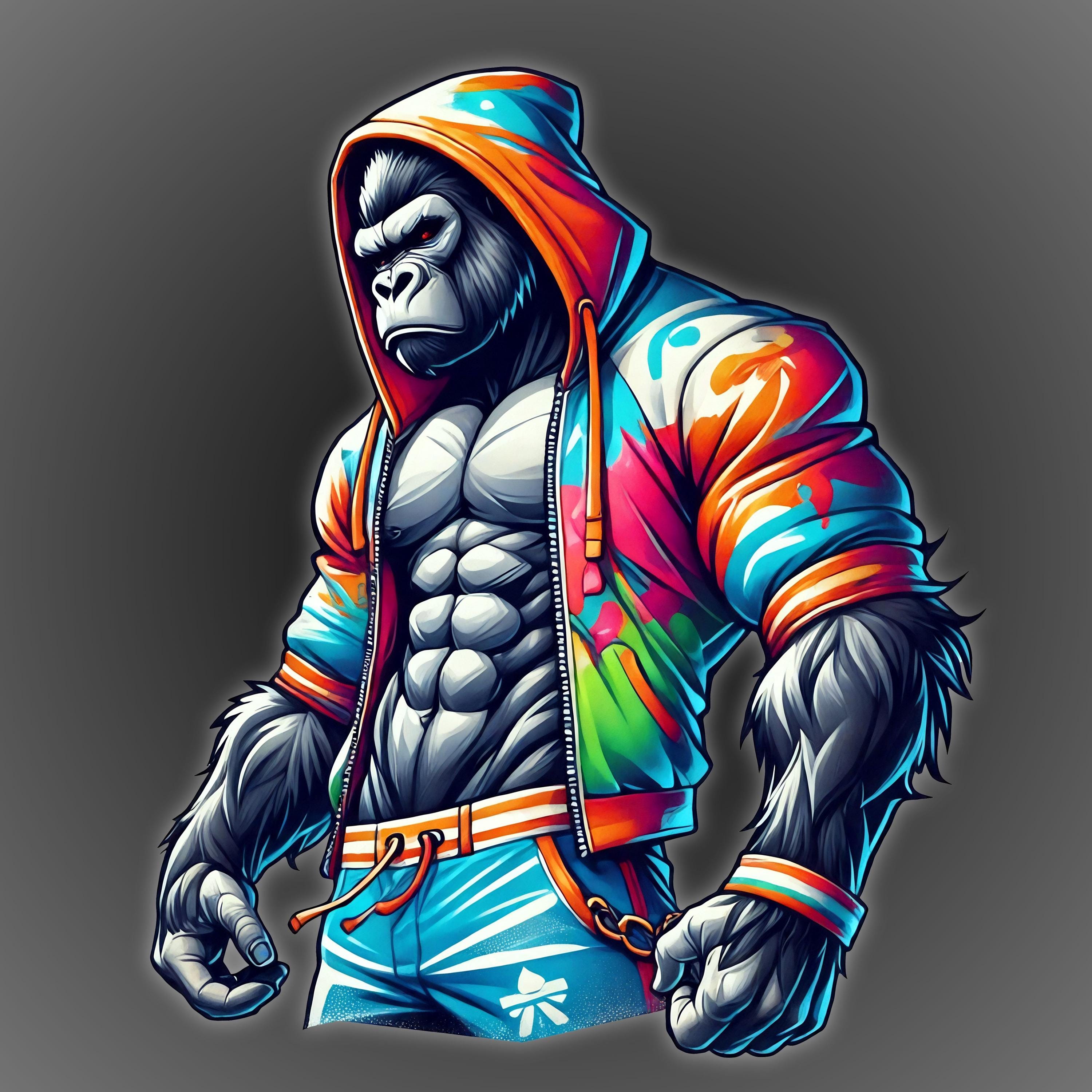 Buff Gorilla PNG | Muscular Gorilla Clipart in Hoodie | Street Gym ...