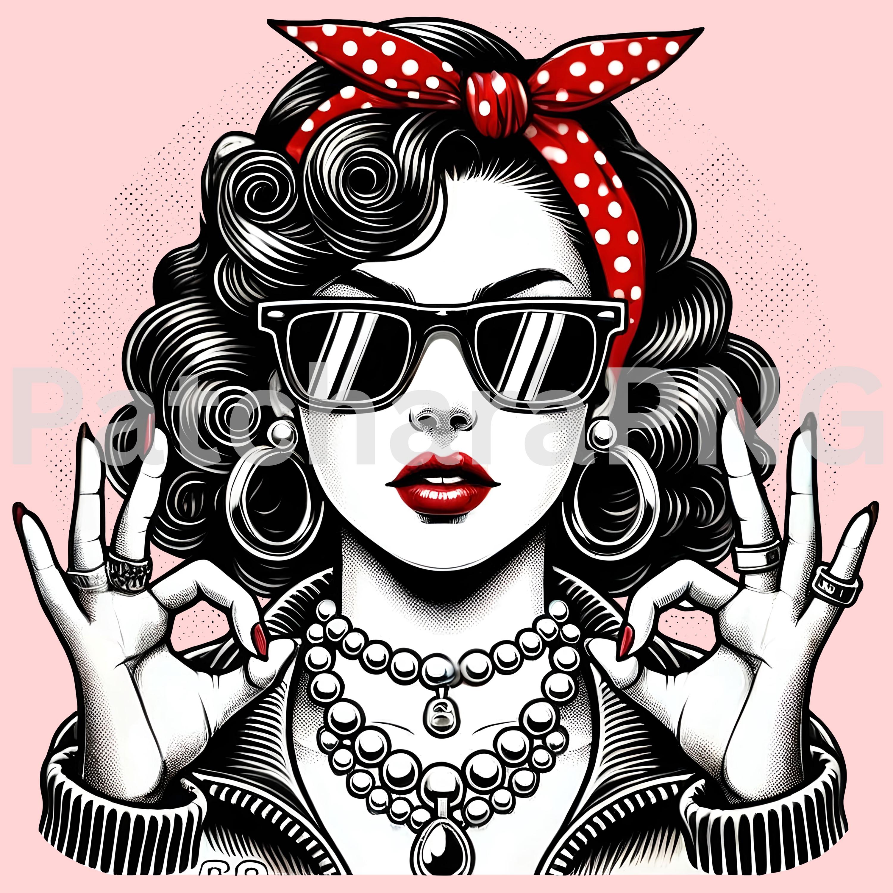 Retro Punk Woman PNG | Cool Lowbrow Art | Vintage Style Graphic ...