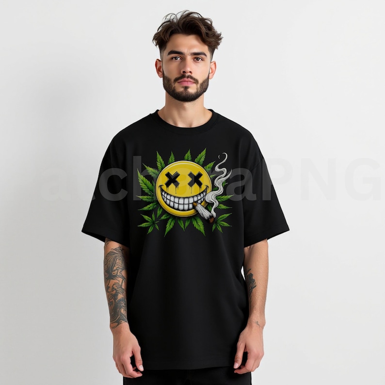 Weed PNG | Smiling Face Clipart With Joint and Leaf | Stoner Humor ...