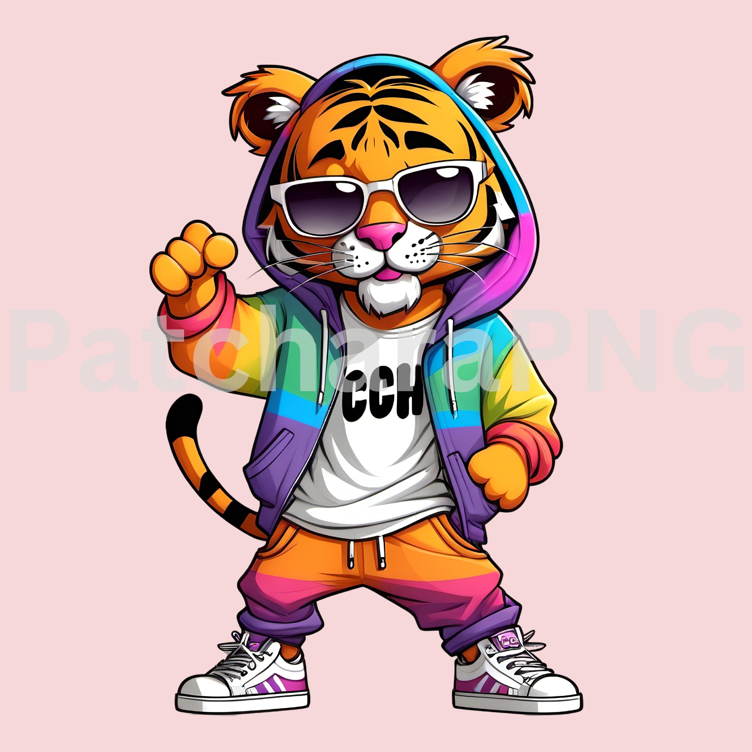 Swag Tiger PNG | Cool Tiger Clipart in Streetwear Hoodie and Shades ...