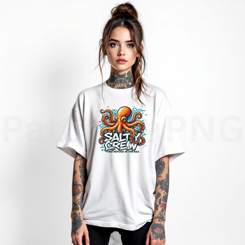 Salty Crew Octopus PNG - Bold Graffiti Sea Animal Graphic for Ocean ...