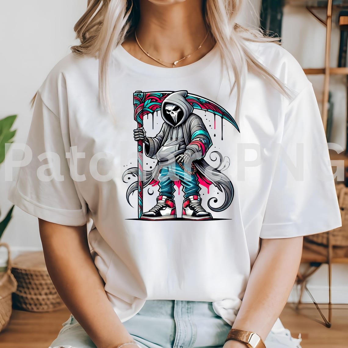 Grim Reaper PNG | Streetwear Reaper Clipart With Fire and Scythe | Edgy ...
