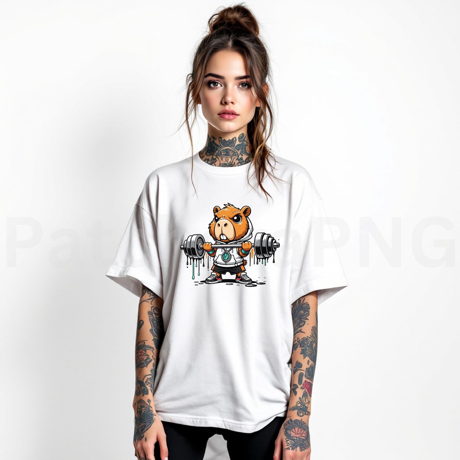 Capybara Gym PNG Mascot | Cute Weightlifting Hoodie Animal Clipart ...