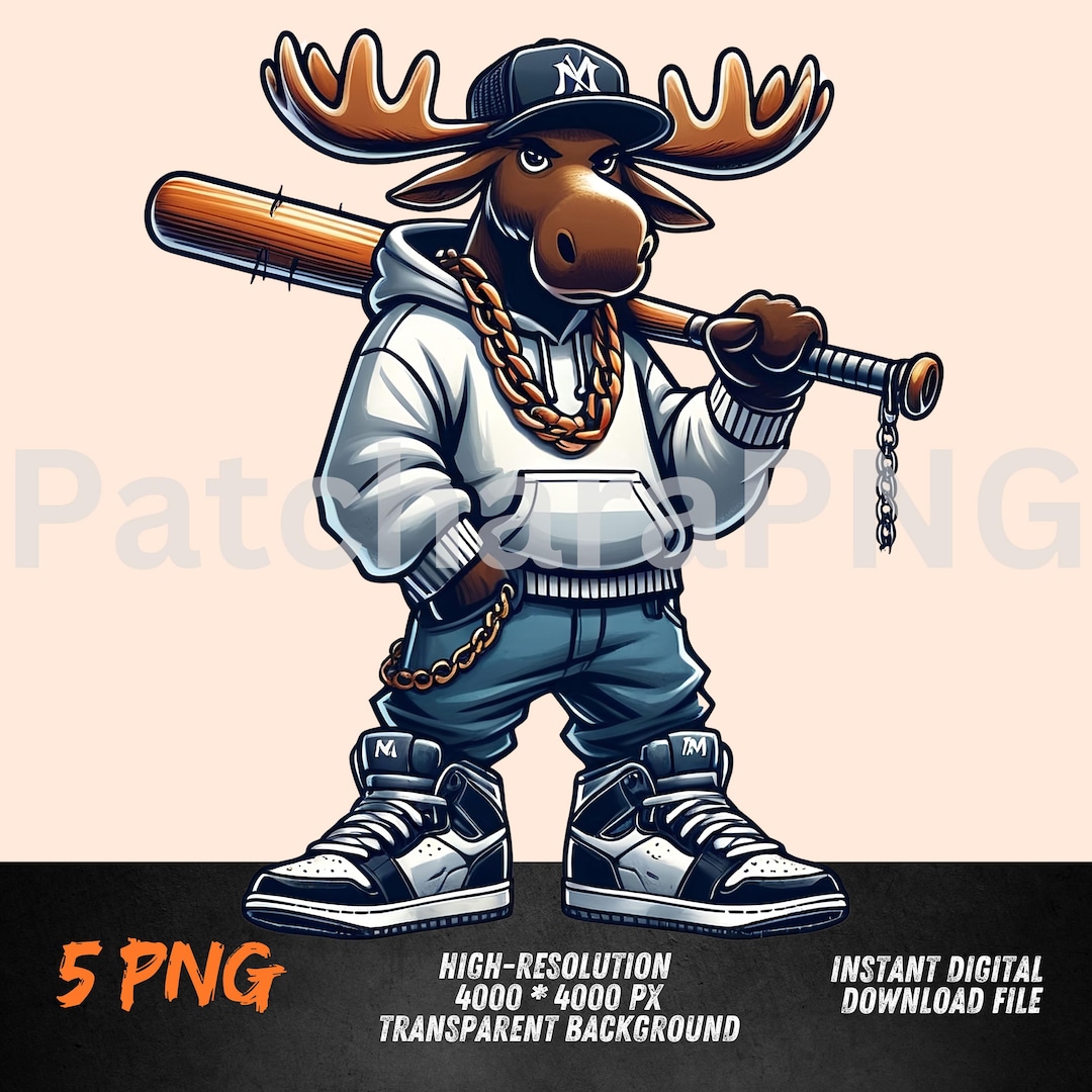 Hip-hop Moose Cartoon Clipart | Cool Moose With Gold Chain & Hoodie ...