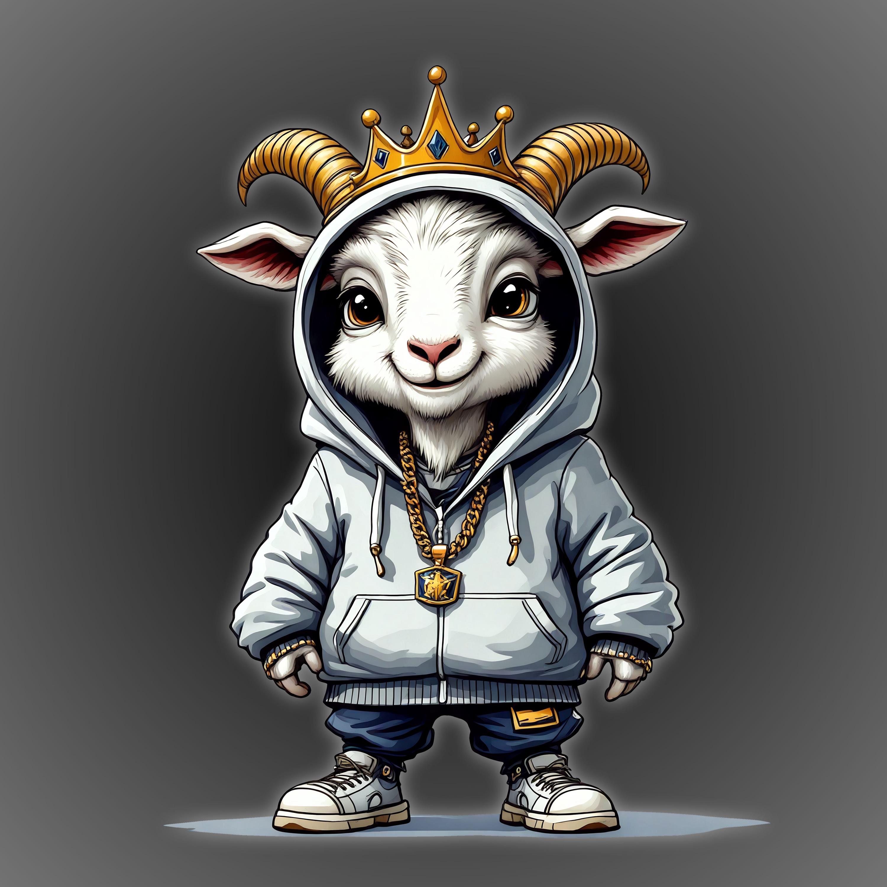 Goat King PNG | Cool Goat Clipart With Crown and Hoodie | Hip Hop Gang ...