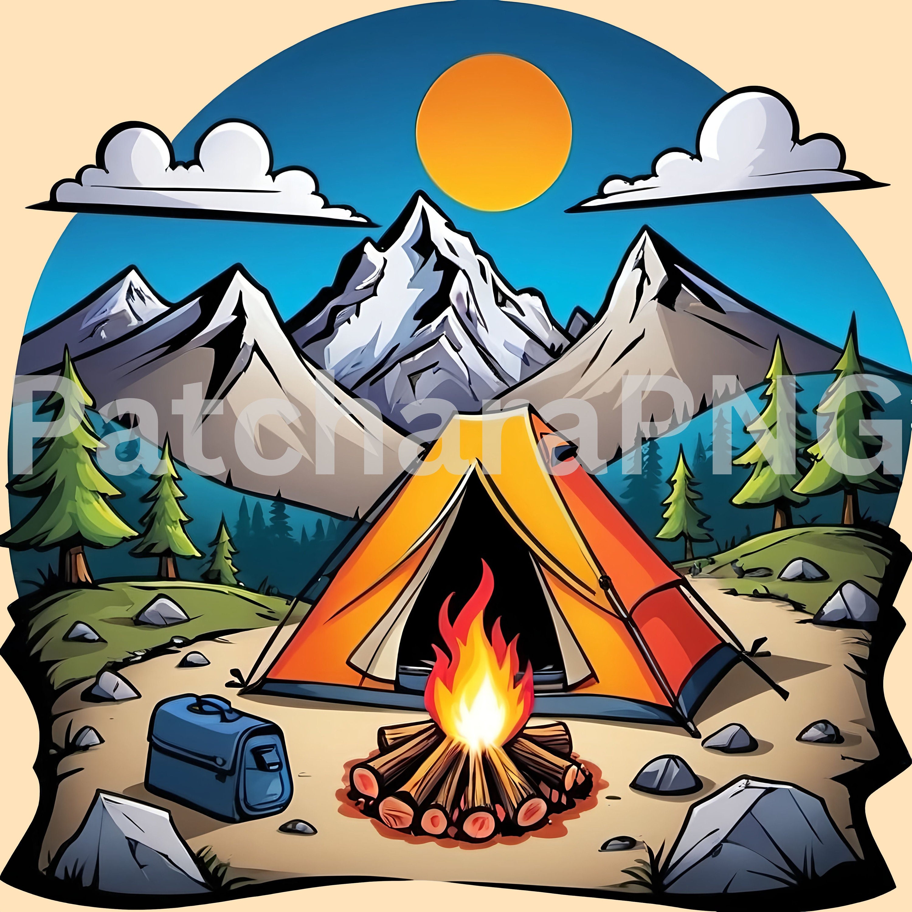 Mountain Camp Graffiti Art PNG Collection | Vibrant Camper Designs for ...