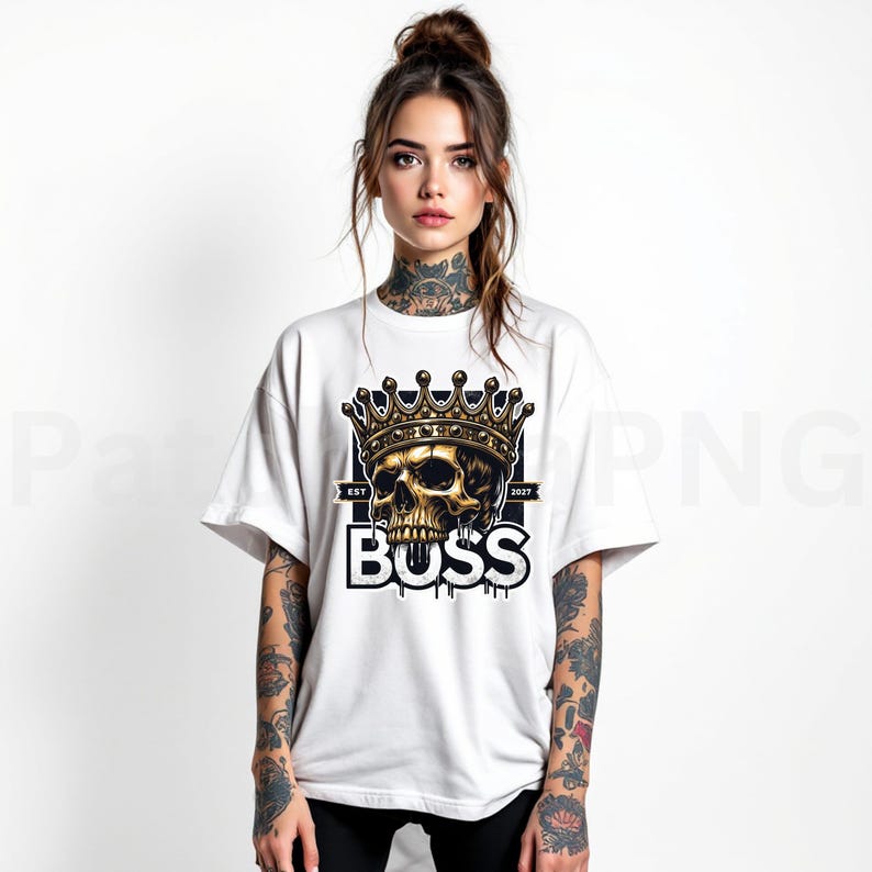Boss Skull PNG | Crown Graffiti Sublimation Design | DTF Transfer ...