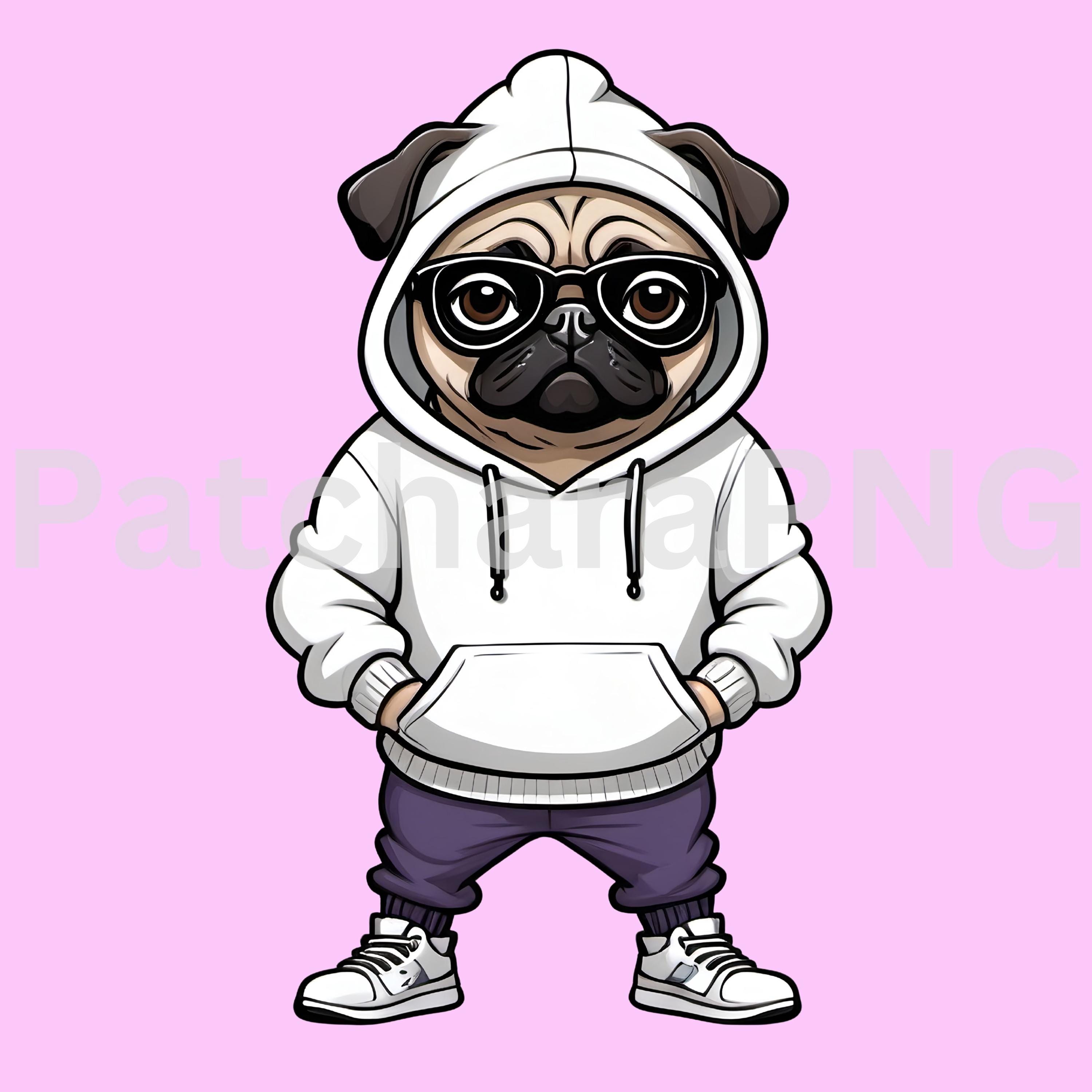 Cool Pug PNG | Pug Clipart in Hoodie With Hands in Pocket | Funny Dog ...
