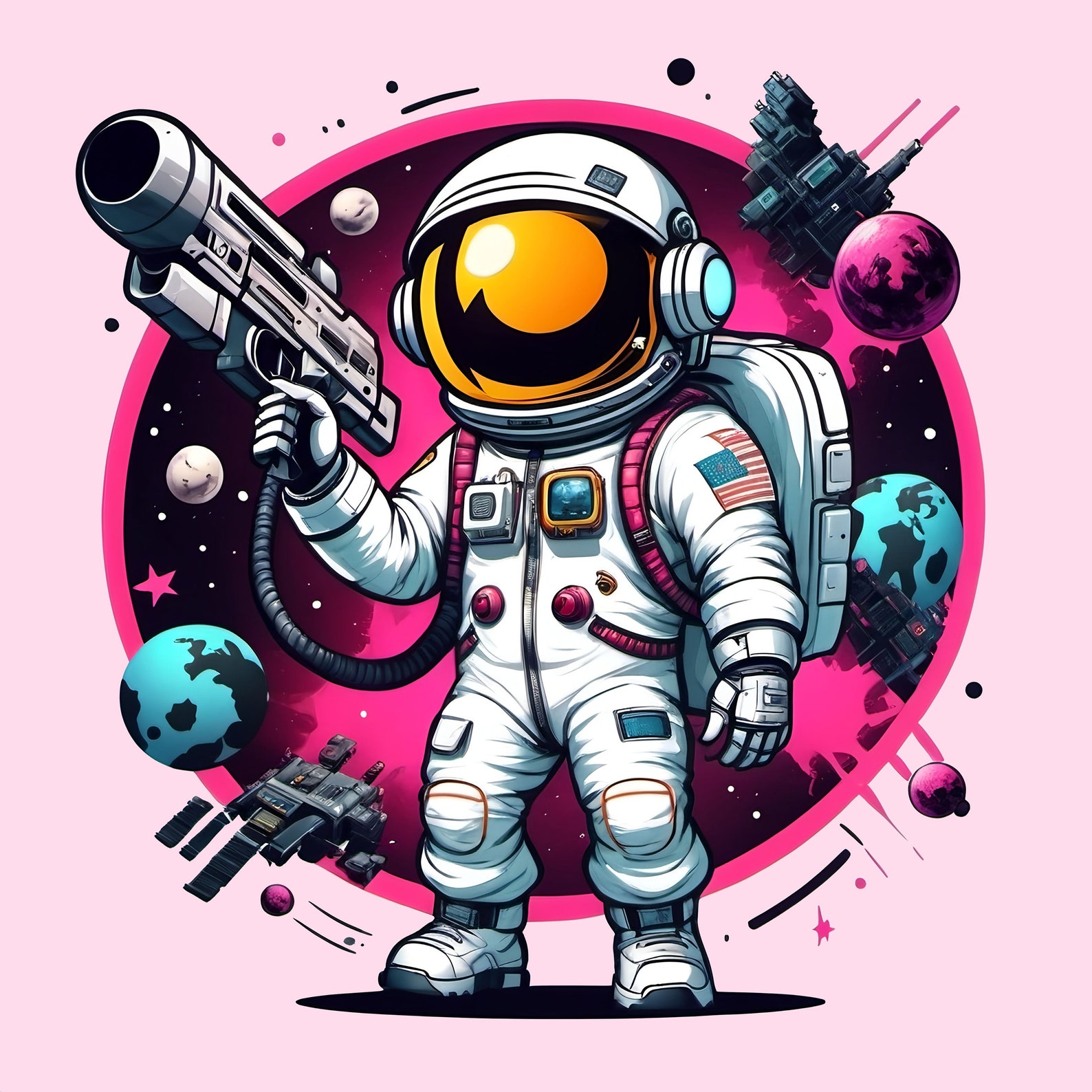 Colorful Hip-hop Astronaut PNG, Space Street Art Clipart, Neon ...