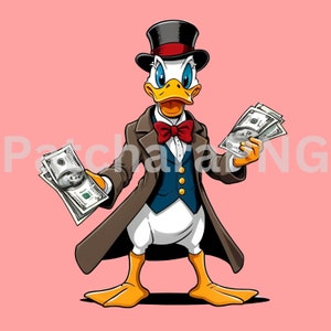 Rich Duck PNG | Fancy Cartoon Duck Holding Cash | Money Style Clipart ...