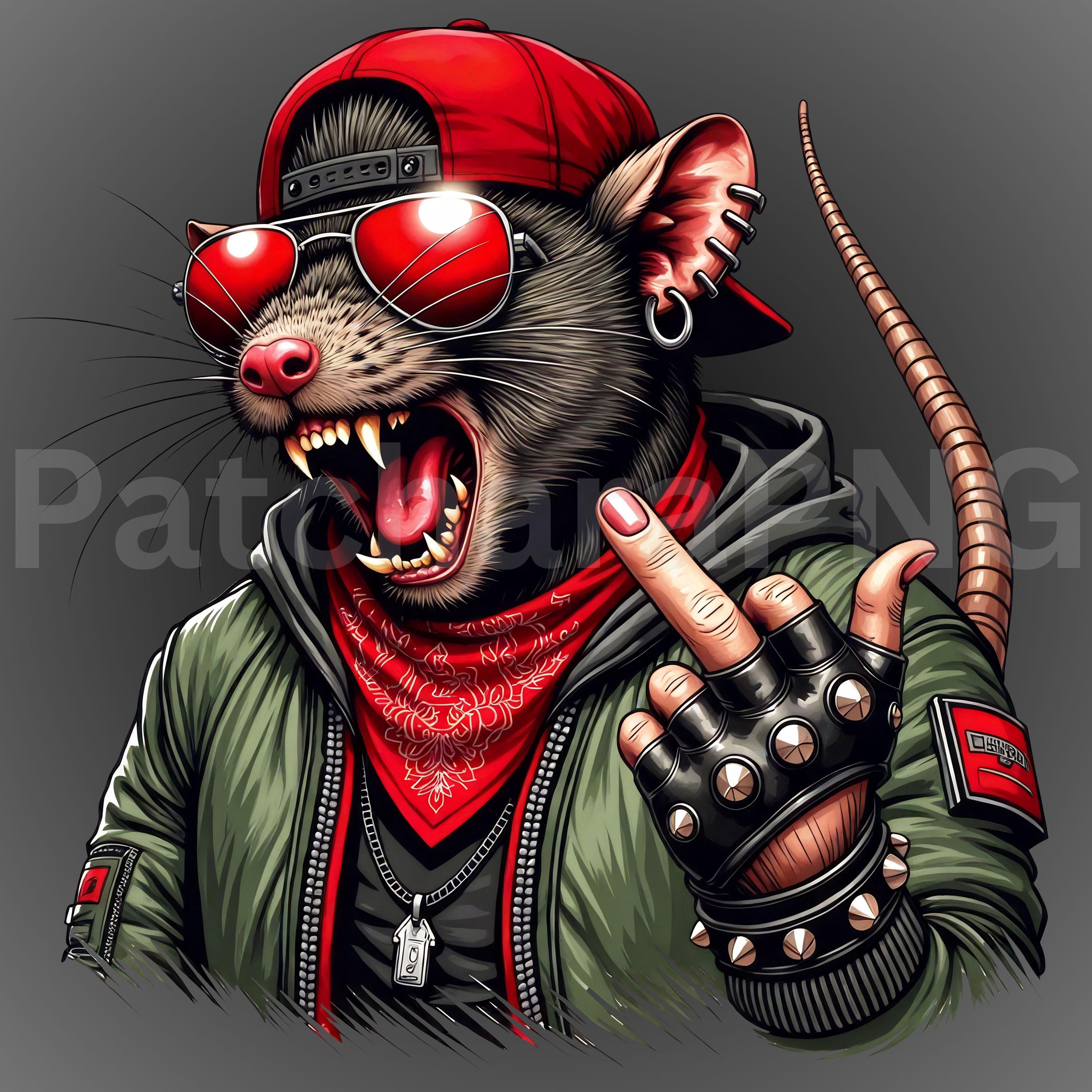 Rebel Rat PNG | Punk Rat Clipart With Red Nose and Biker Jacket | Edgy ...